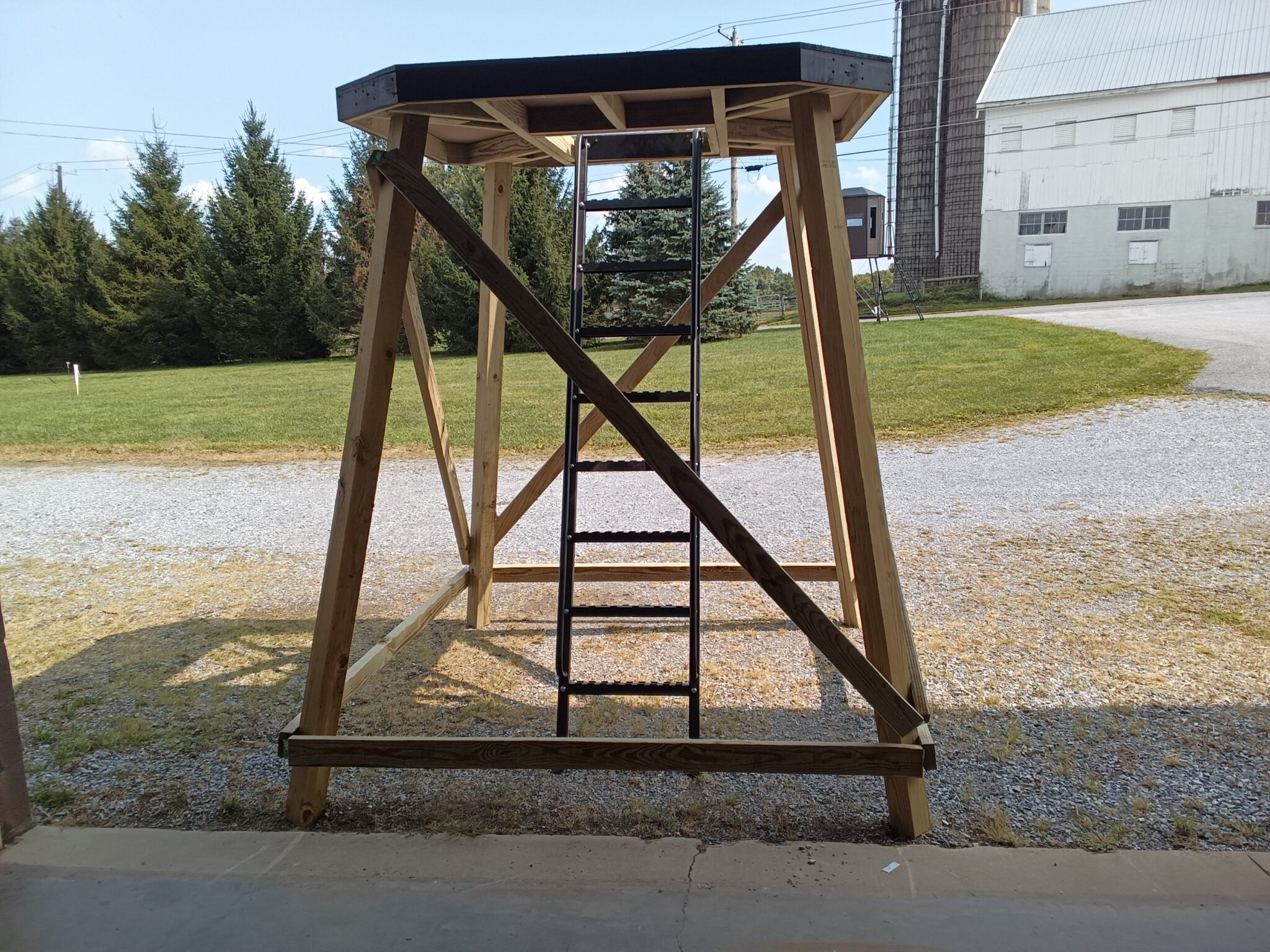 Wood Tower Stand w/ Metal Ladder - Black Arrow Hunting Blinds